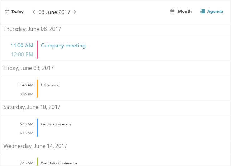 Schedule Component Javascripthtml5 And Jquery Ignite Ui