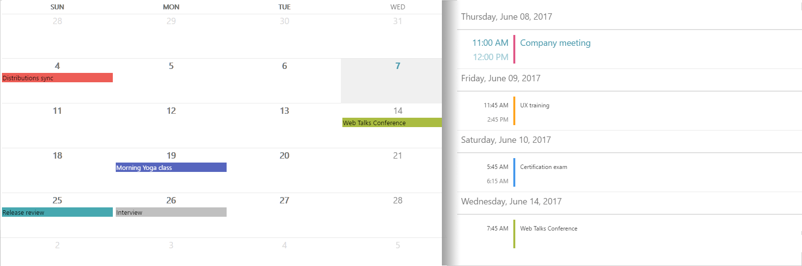 Schedule Component Javascripthtml5 And Jquery Ignite Ui