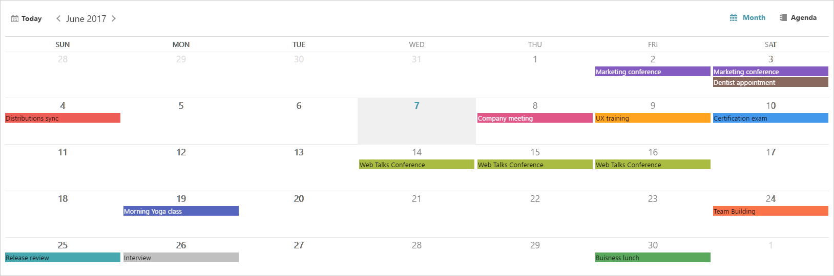 Schedule Component Javascripthtml5 And Jquery Ignite Ui