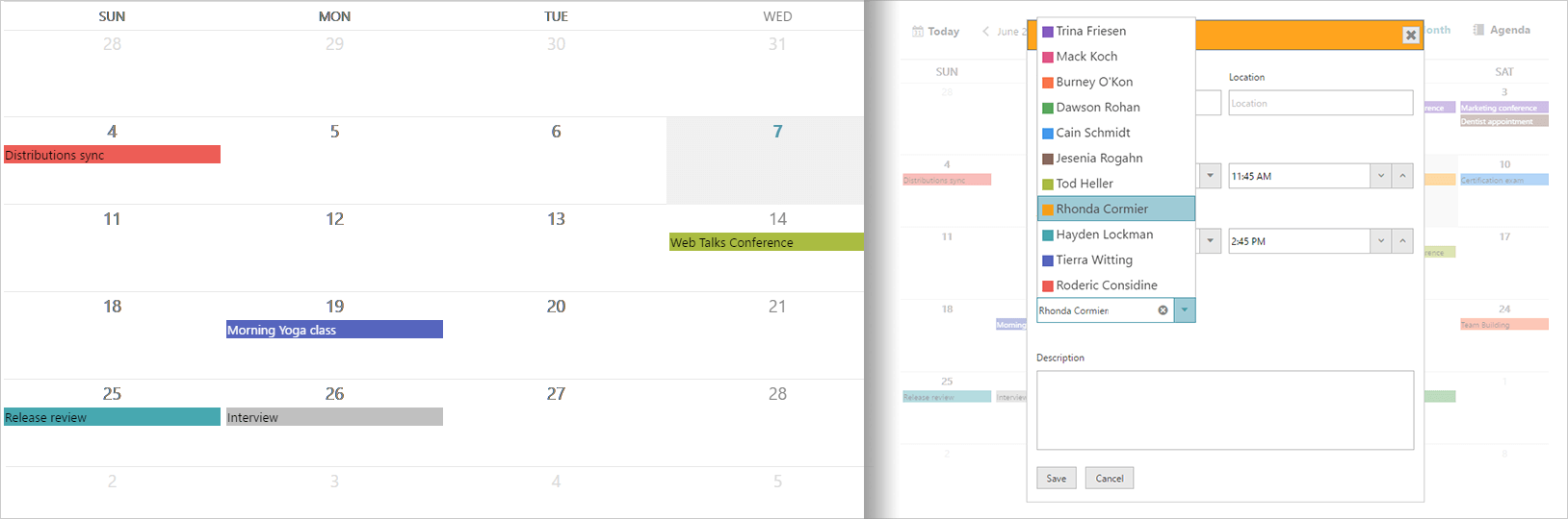 Schedule Component Javascripthtml5 And Jquery Ignite Ui
