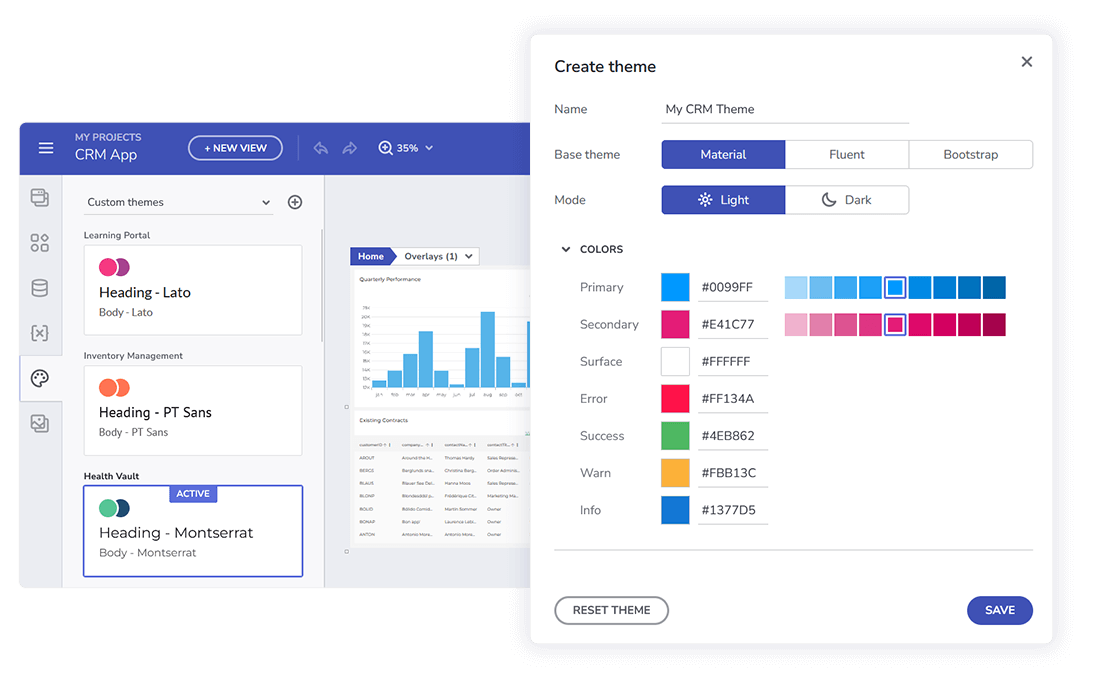 Customizable Themes In Low Code App Builder™ Features
