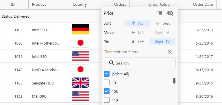 Web Components Data Grid | Ignite UI Table Controls for Web Applications | Infragistics